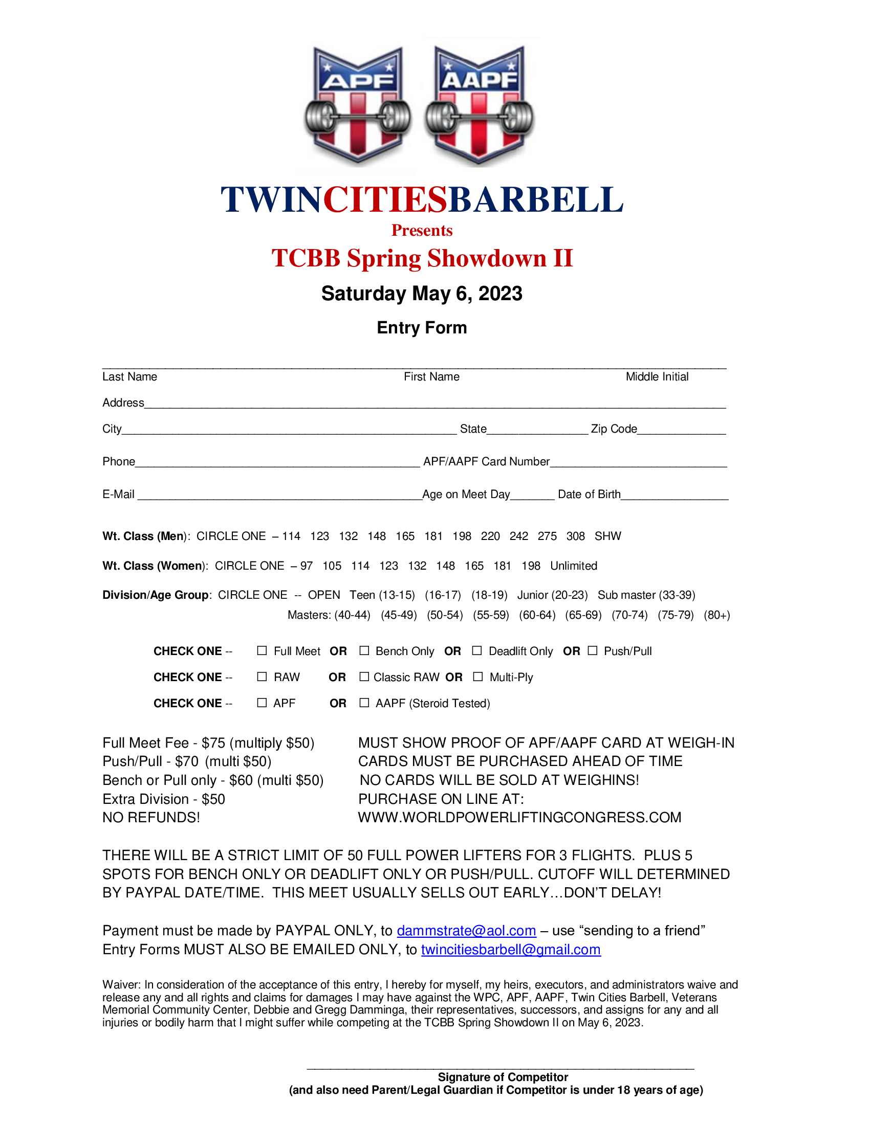 2023 Spring Showdown II Entry v2 pg1 – World Powerlifting Congress